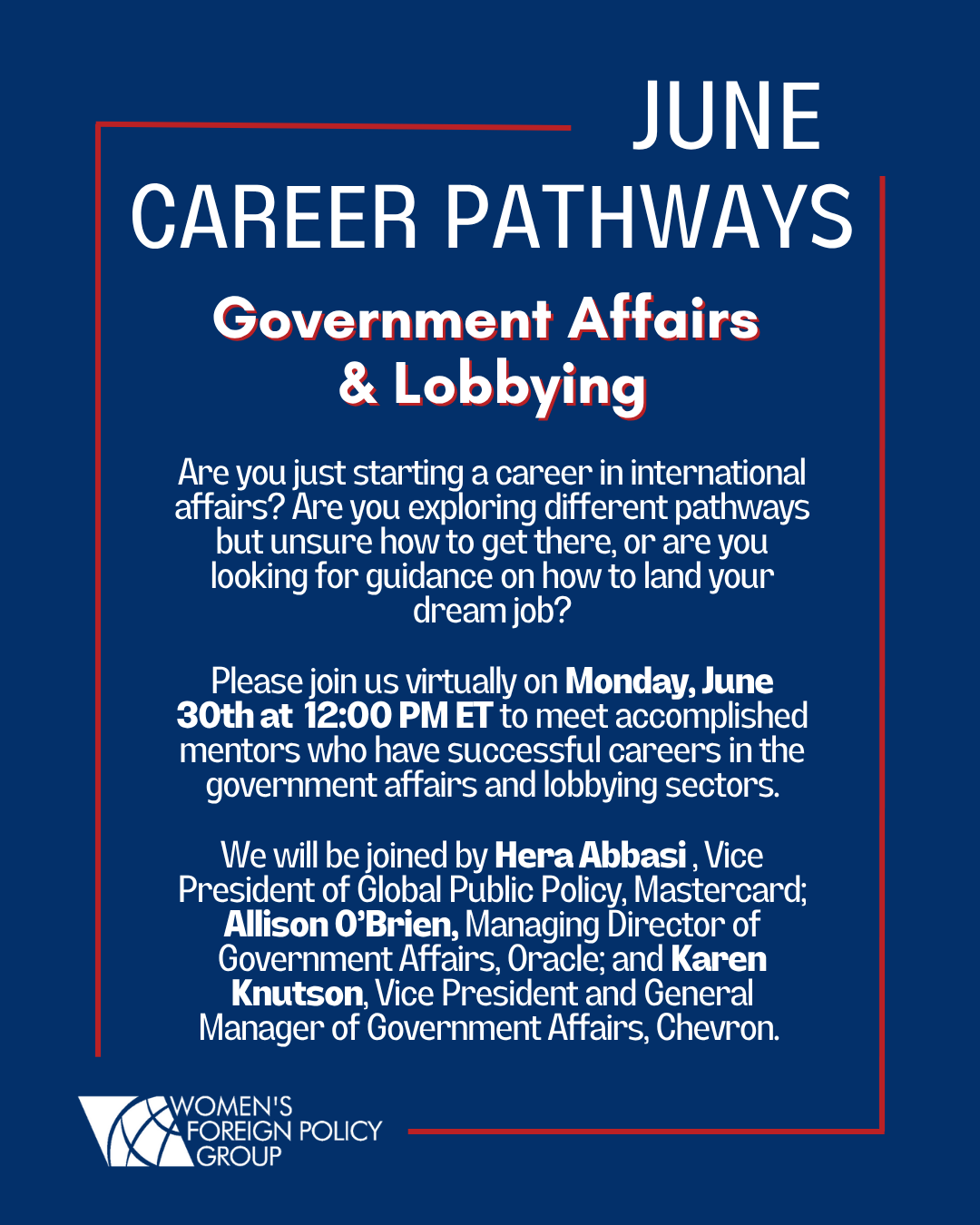 June Career Pathways: Government Affairs and Lobbying